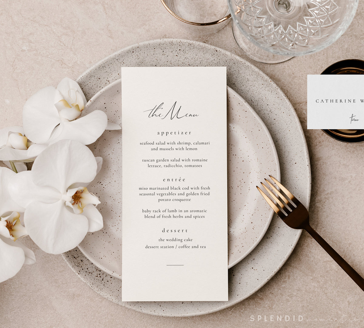 Elegant Menu Template, Cream Wedding Menu Card Template, Simple Classi ...