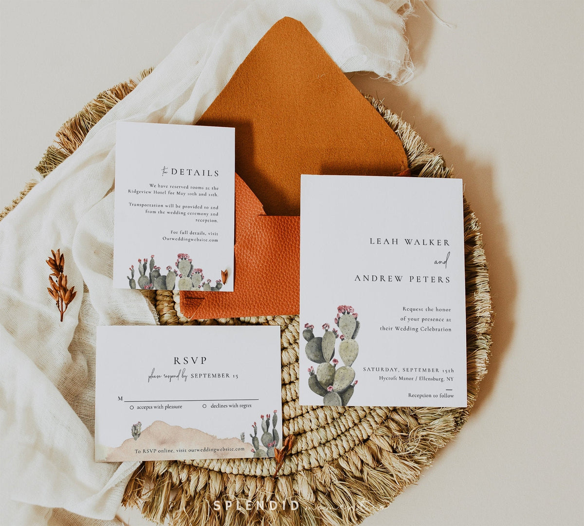 Cactus Wedding Invitation Suite, Printable Desert Wedding Invitation T ...