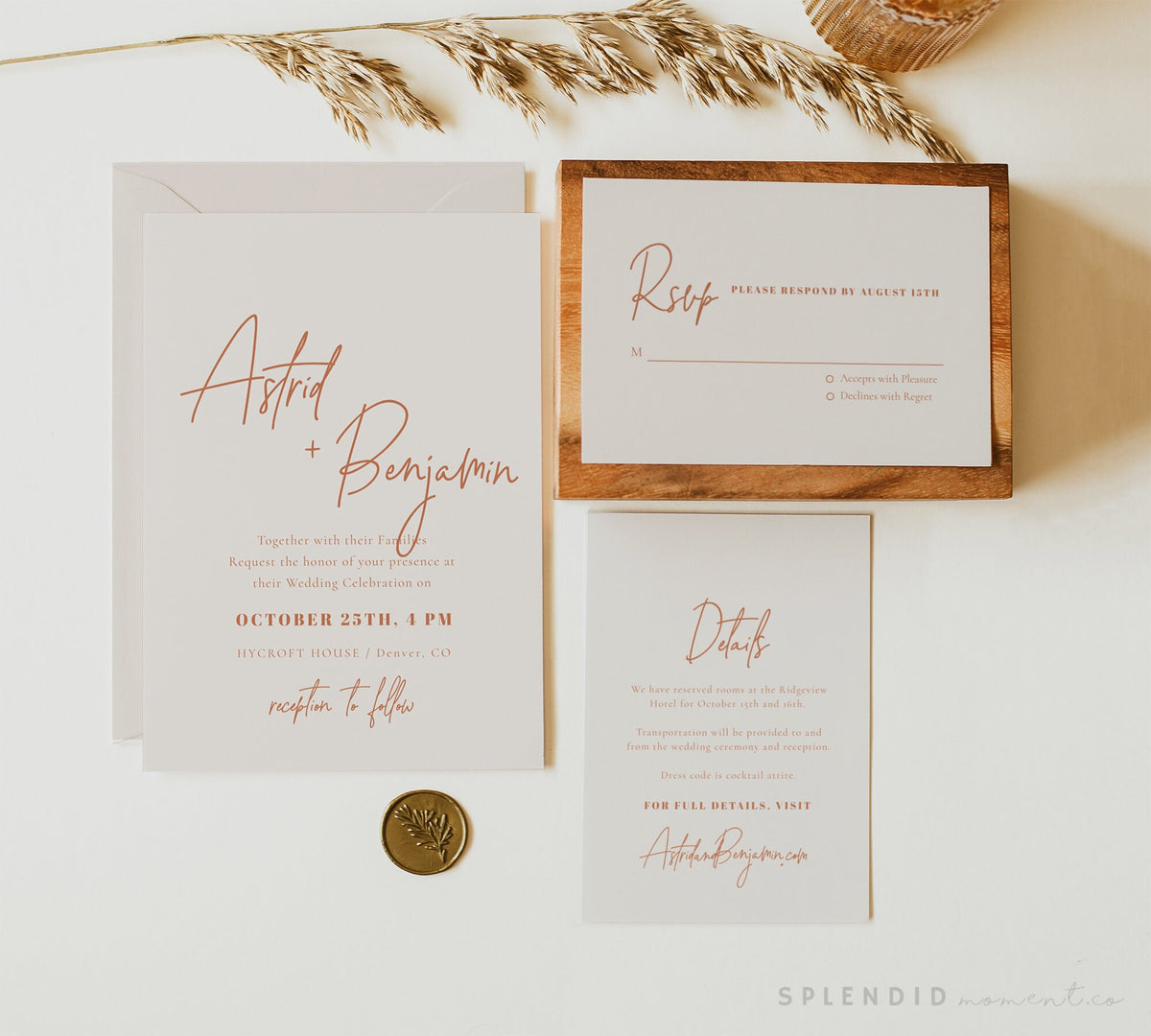 Elegant Bohemian Wedding Invitation Suite, Simple Bohemian Wedding Inv ...