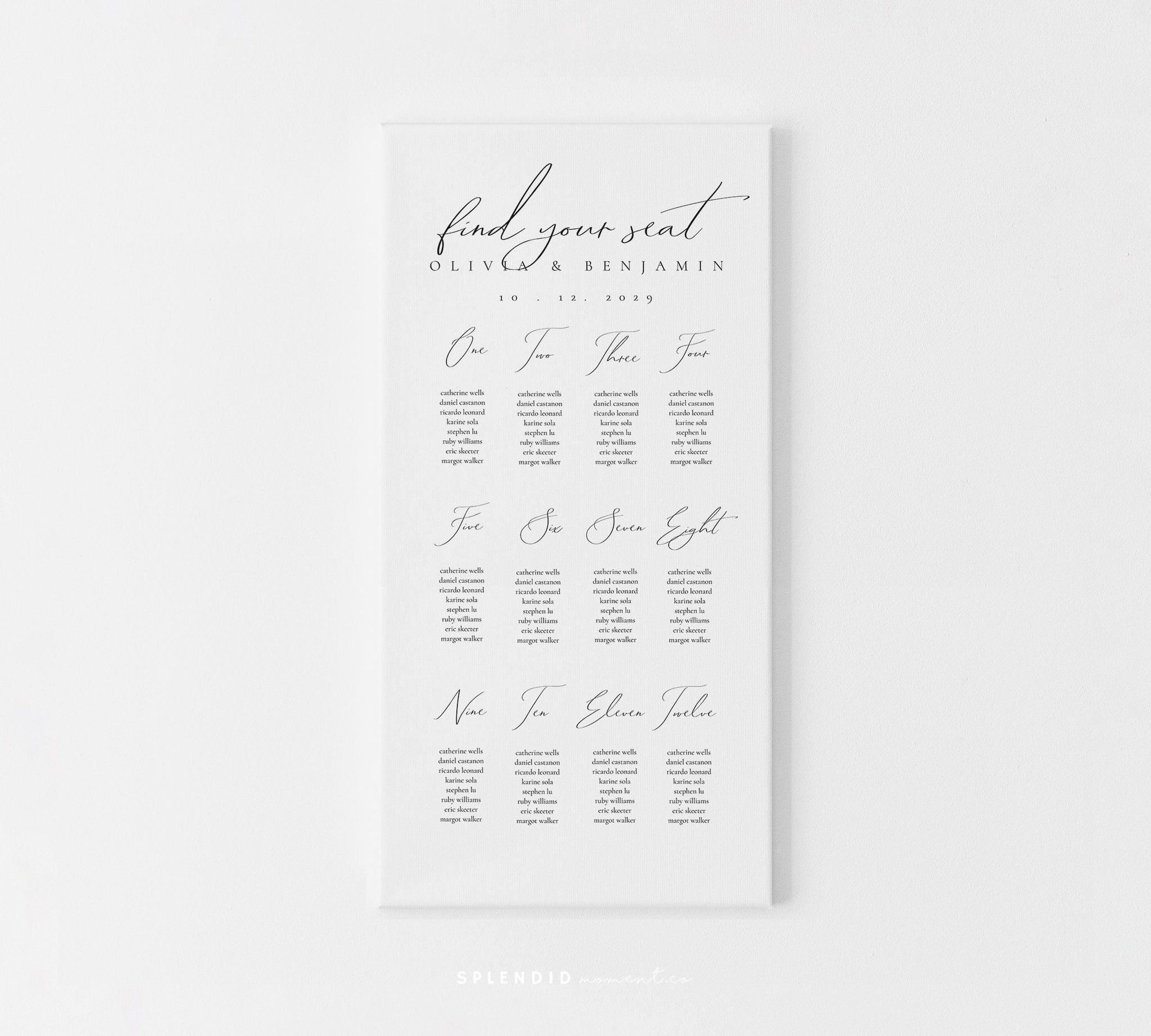 Elegant Wedding Seating Chart Template, Editable Large Seating Chart S ...